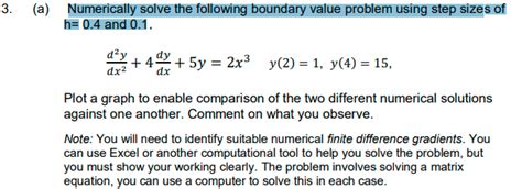 Solved 3 A Numerically Solve The Following Boundary Value
