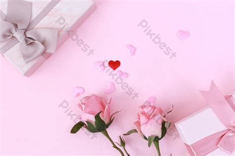 선물 상자 장미 분홍색 배경 배경 Png Psd 무료 다운로드 Pikbest