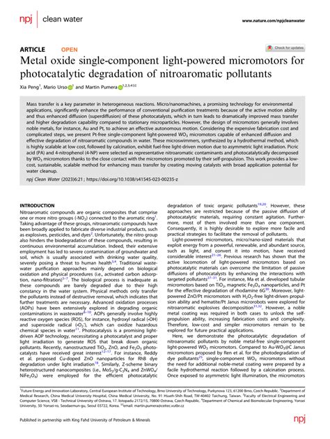 Pdf Metal Oxide Single Component Light Powered Micromotors For