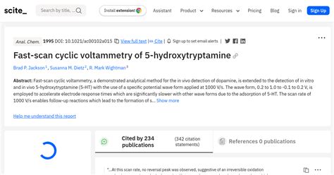 Fast Scan Cyclic Voltammetry Of 5 Hydroxytryptamine [scite Report]