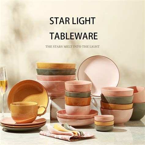 레트로 북유럽 세라믹 접시 음식 저녁 식기 세트 샐러드 수프 그릇 조합 접시 및 밥 그릇 세트 서비스 Aliexpress