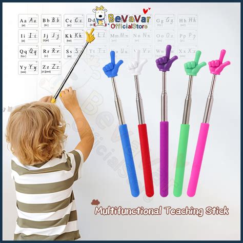 Bevavar Finger Retractable Reading Guide Stick Preschool Teaching Pointer Learning Tools For
