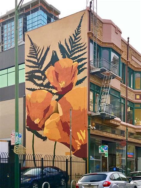 Building Mural Of California Poppy Oakland Ca California Wall