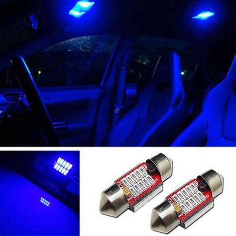 2 Pcs Blue 31mm 10 Smd Led Festoon Bulbs For Car Dome Map Lights Home