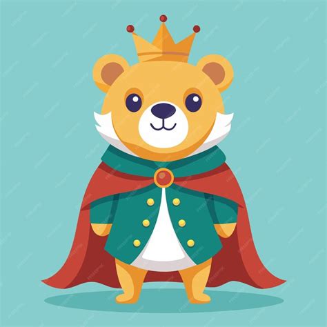 Premium Vector Cute Bear King Wearing Cloak And Crown Cartoon Character