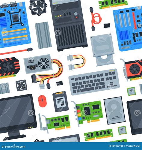 Computer Accessories Vector Pc Equipment Motherboard Memory And