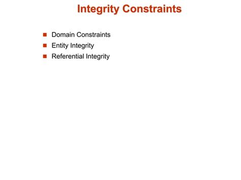 Integrity Constraints In Database Management Systemppt