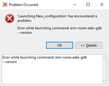 C Kds With Segger Error While Launching Command Arm None Eabi Gdb Version Stack Overflow