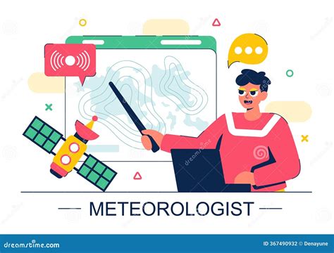 Meteorologist Vector Illustration Featuring A Weather Forecaster Analyzing Atmospheric