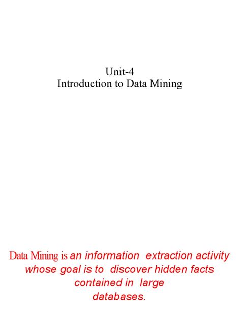 Unit 4 Dm Intro Pdf Data Mining Data