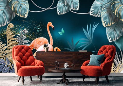 Виниловые Фотообои Walldeco Фламинго на природе 300x200 Диамант ...