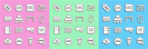 Set Line Ui Or Ux Design Computer Mouse Site Map Web Development