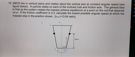 Solved ABCD Lies In Vertical Plane And Rotates About The Chegg