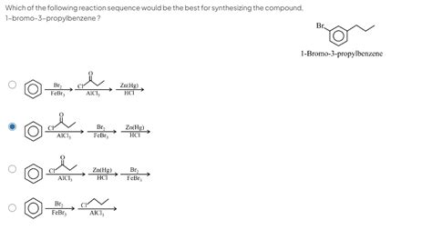 Which of the following reaction sequence would be the best for synthesizing the compound 1-bromo ...