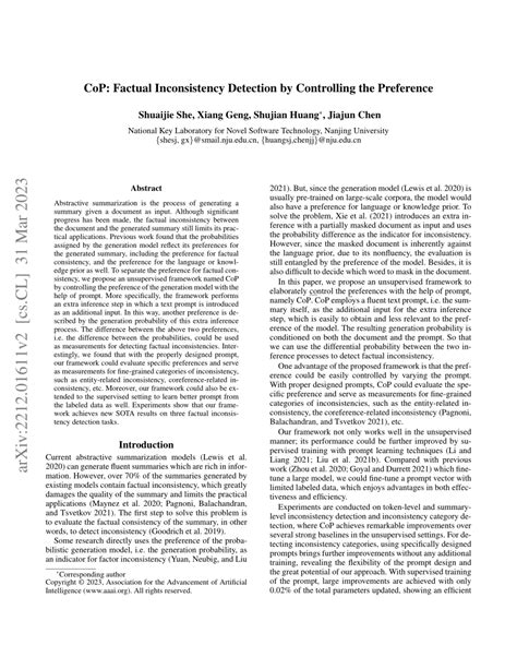 Pdf Cop Factual Inconsistency Detection By Controlling The Preference