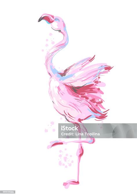 핑크 플라밍고 웃 고 춤추는 아름 다운 남성 의류 배너 Bilboards 패션 인쇄 핑크 스플래시와 흰색 배경에 고립 기혼에 대한 스톡 벡터 아트 및 기타 이미지 Istock