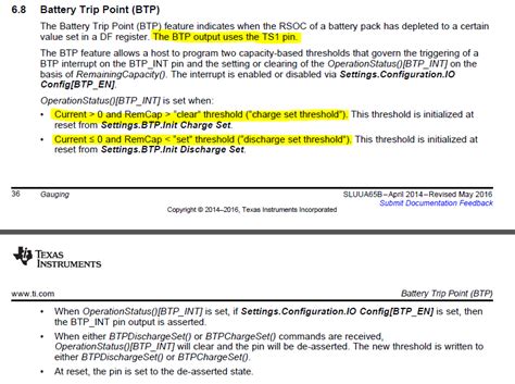 bq28z610 ts1 pin functionality and btp feature clarification power