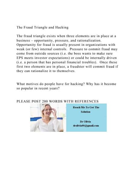 The Fraud Triangle And Hackingthe Fraud Triangle Exists When Tdocx