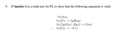 Solved Use A Truth Tree For PL To Show That The Following Chegg