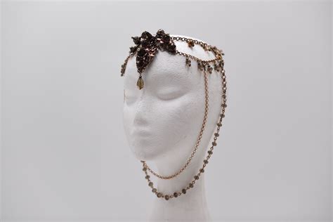 Autumn Leaf Headdress Bronze And Smokey Glass Etsy