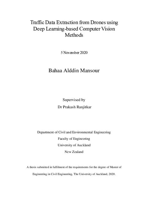Pdf Traffic Data Extraction From Drones Using Deep Learning Based Computer Vision Methods