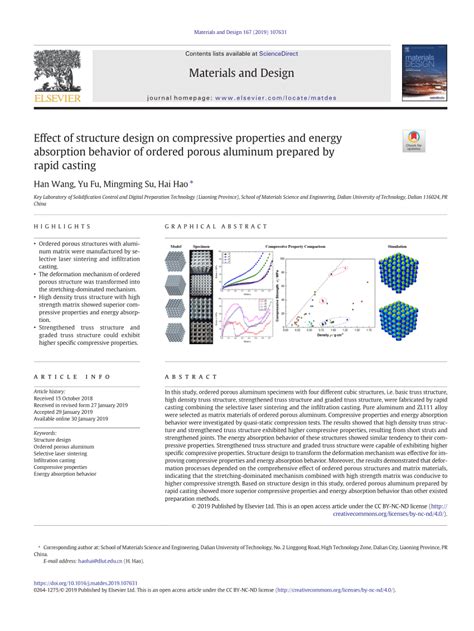 Pdf Effect Of Structure Design On Compressive Properties And Energy