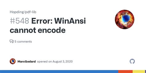 error winansi cannot encode · issue 548 · hopding pdf lib · github