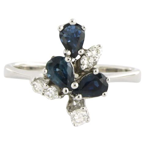 Ring With Sapphire 14k White Gold For Sale At 1stdibs