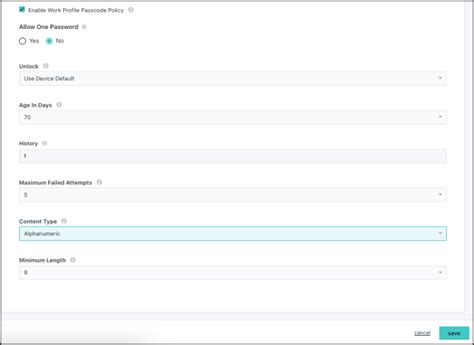 Create An Android Passcode Policy Jumpcloud