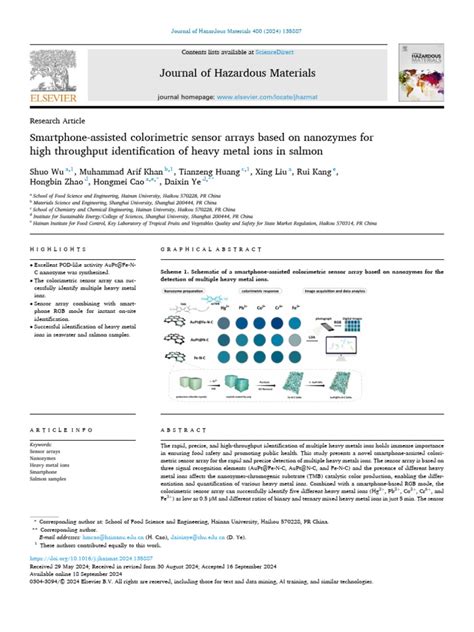 Smartphone Assisted Colorimetric Sensor Arrays Based On Nanozymes For Pdf Transmission