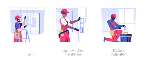 Light Switches Installation Isolated Concept Vector Illustration