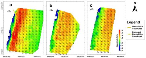 Depth Average Velocity Vectors Uv Around The Experimental Reach And