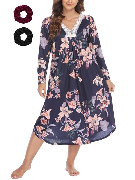 Loritta Plus Size Nightgowns For Women House Dress Long Sleeve