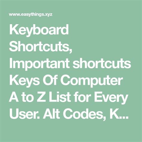 Keyboard Shortcuts Important Shortcuts Keys Of Computer A To Z List Keyboard Shortcuts Important Shortcuts Keys Of Computer A To Z List