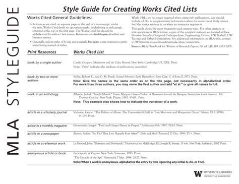 Mla Style Guide