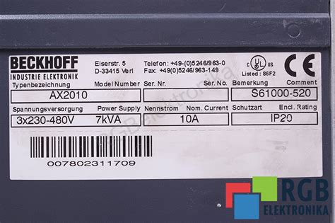 Beckhoff Ax2010 Warranty Up To 24 Months Express Shipping ⚡ Rgb Automatyka Industrial