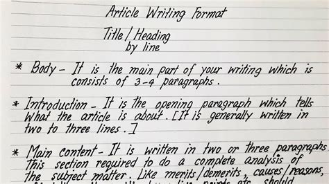 How To Write An Article Article Writing Format Youtube