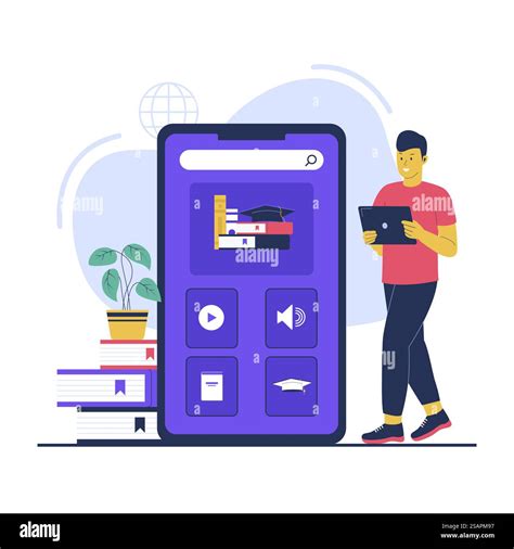 Flat Design Of Mobile App For Education And E Learning Flat Vector Illustration Isolated On