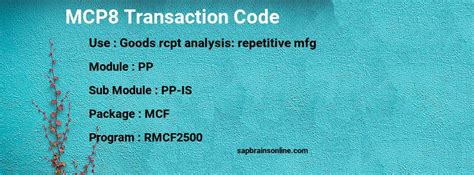 MCP SAP Tcode For Goods Rcpt Analysis Repetitive Mfg