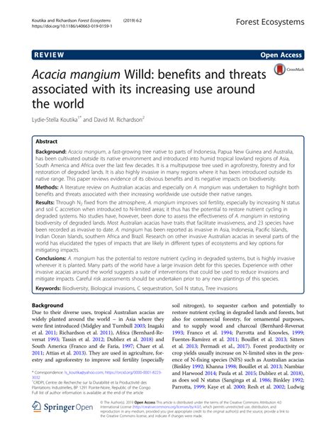 PDF Acacia Mangium Willd Benefits And Threats Associated With Its Increasing Use Around The World