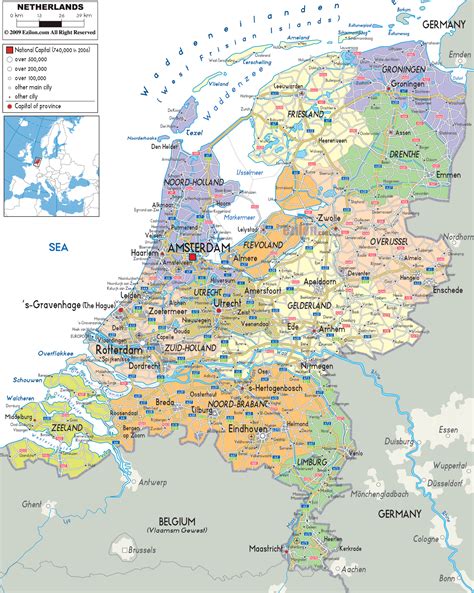 Political Map Of Netherlands Ezilon Maps