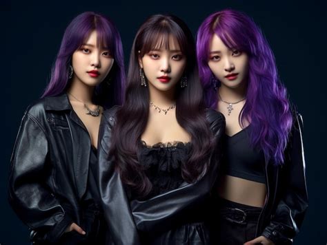 Premium Ai Image Full Body Of Beautiful Girls Kpop Star With Dark