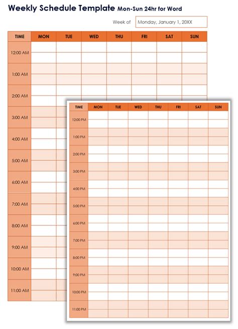 Excel Weekly Schedule Template Superb Free Work Schedule
