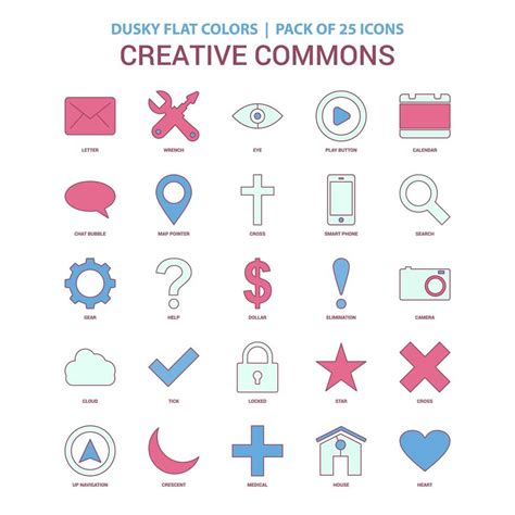 Creative Commons Icon Dusky Flat Color Vintage 25 Icon Pack 14008851