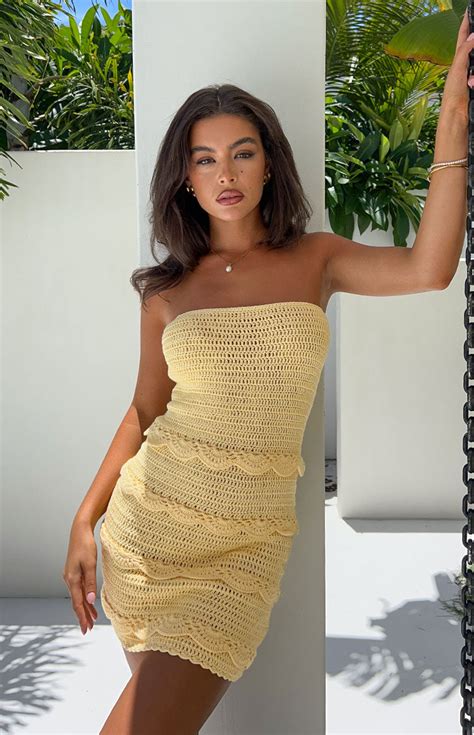 Hazeley Yellow Strapless Mini Dress Beginning Boutique