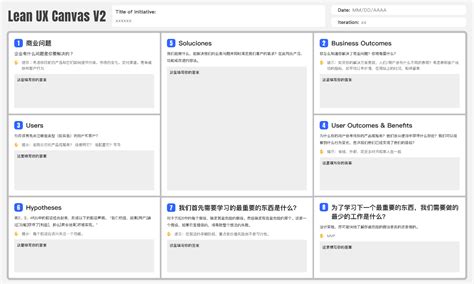 Lean UX Canvas V2精益用户体验画布中文 Figma Community