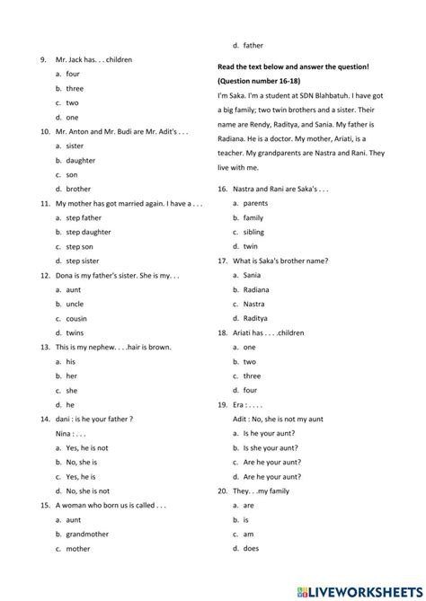 English Assesment Exercise Live Worksheets