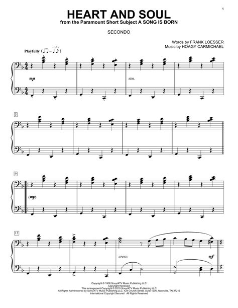 Heart And Soul By Hoagy Carmichael Sheet Music For Piano Duet At Sheet