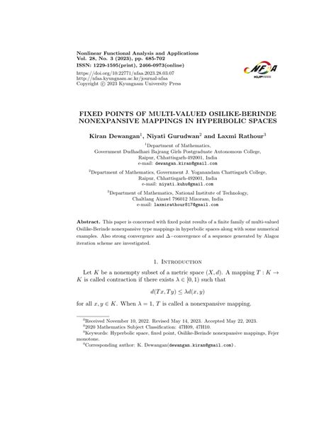 Pdf Fixed Points Of Multi Valued Osilike Berinde Nonexpansive