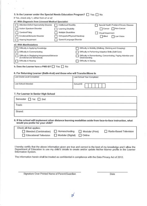 Printph Basic Education Enrollment Form Beef